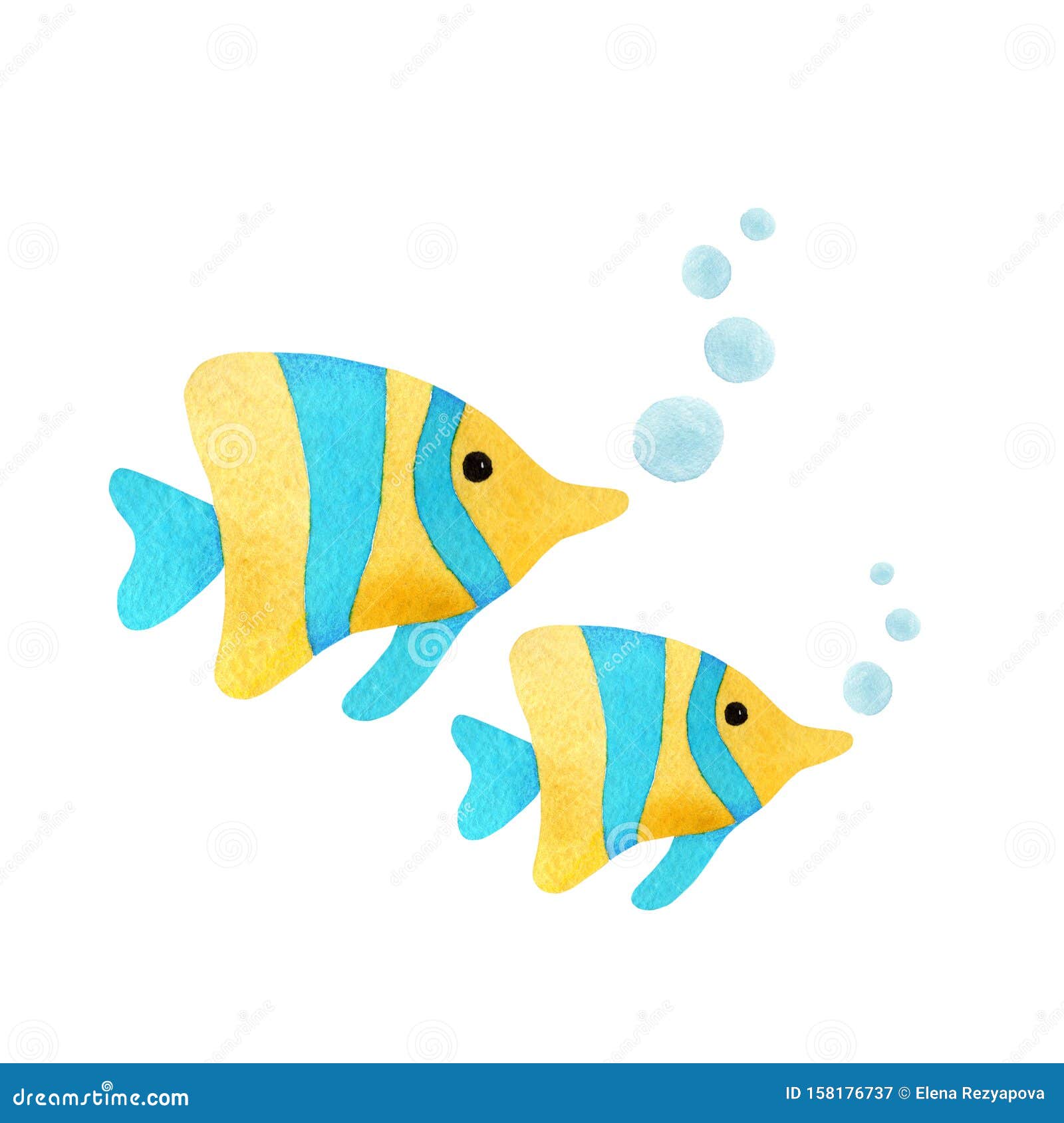 Pescado Azul Y Amarillo Pintado a Mano Imagen de archivo - Imagen de ...