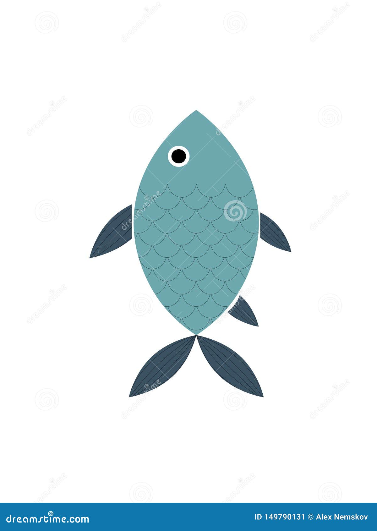 Pescados Azules En Un Fondo Blanco Stock de ilustración - Ilustración ...