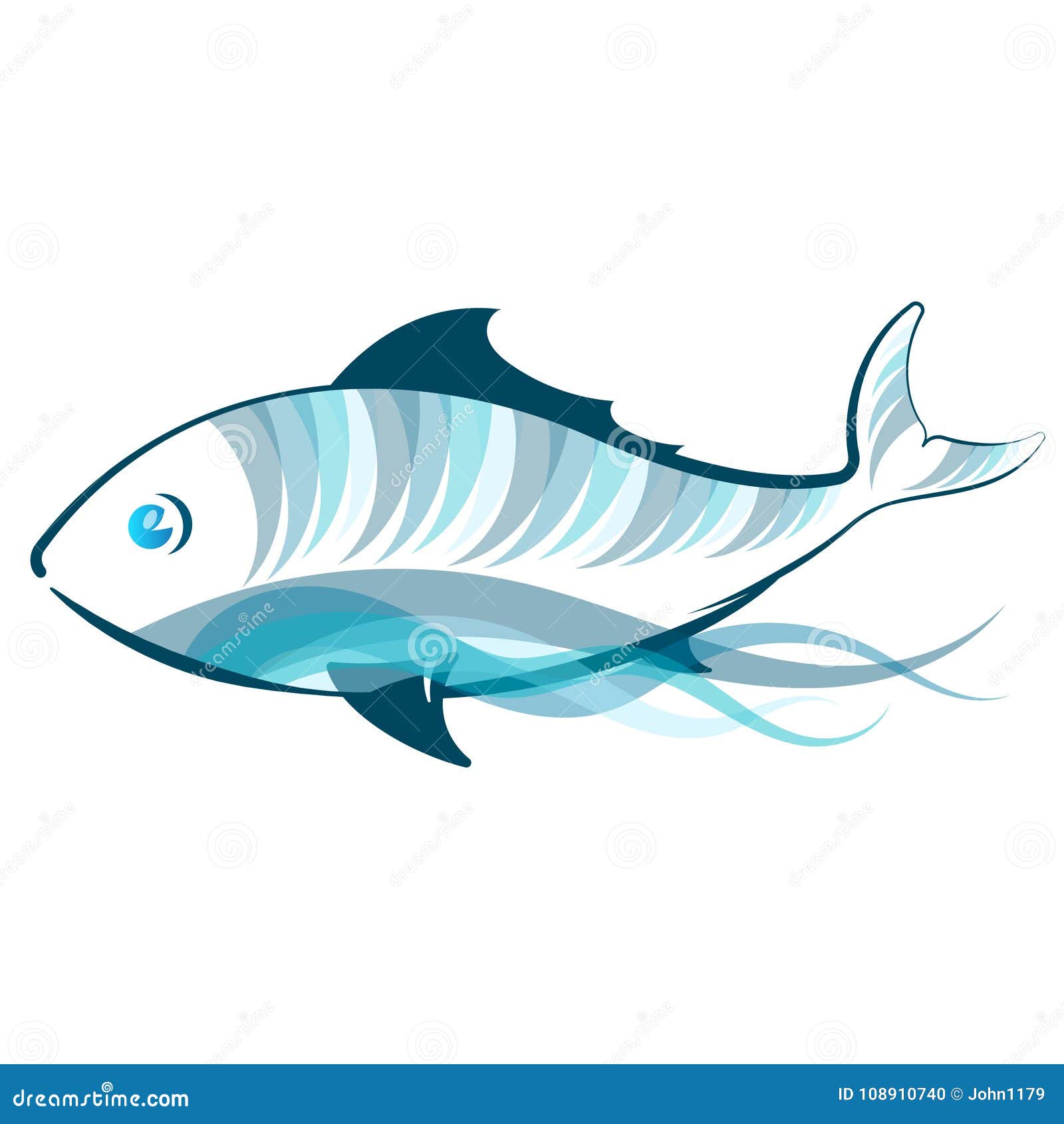 Pescados Azules En Una Onda Ilustración del Vector - Ilustración de ...