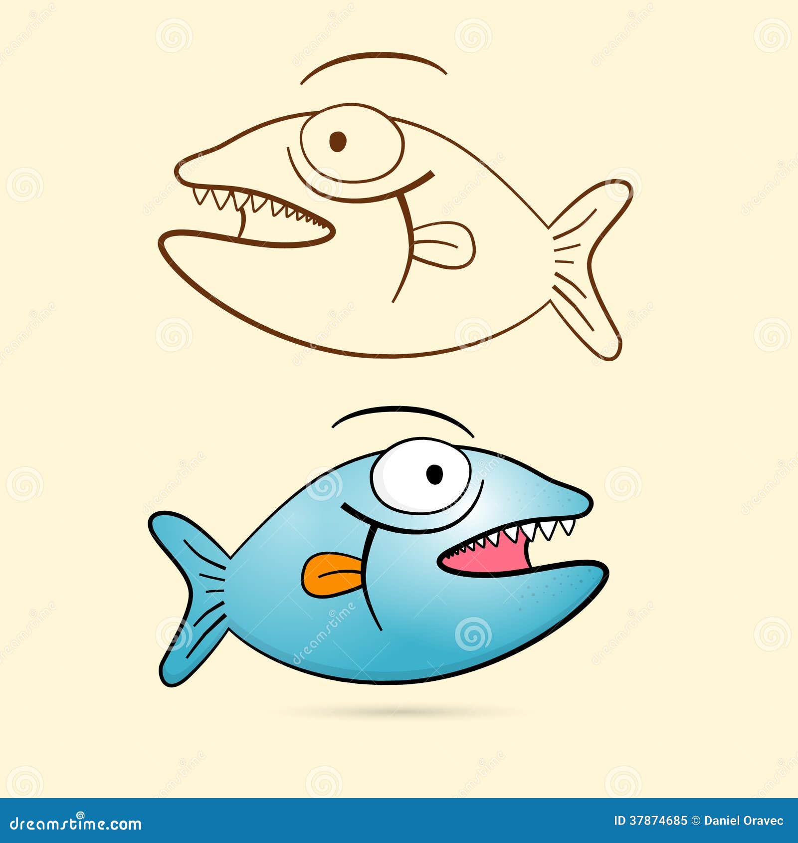 Pescados Con El Ejemplo De Los Dientes Ilustración del Vector ...