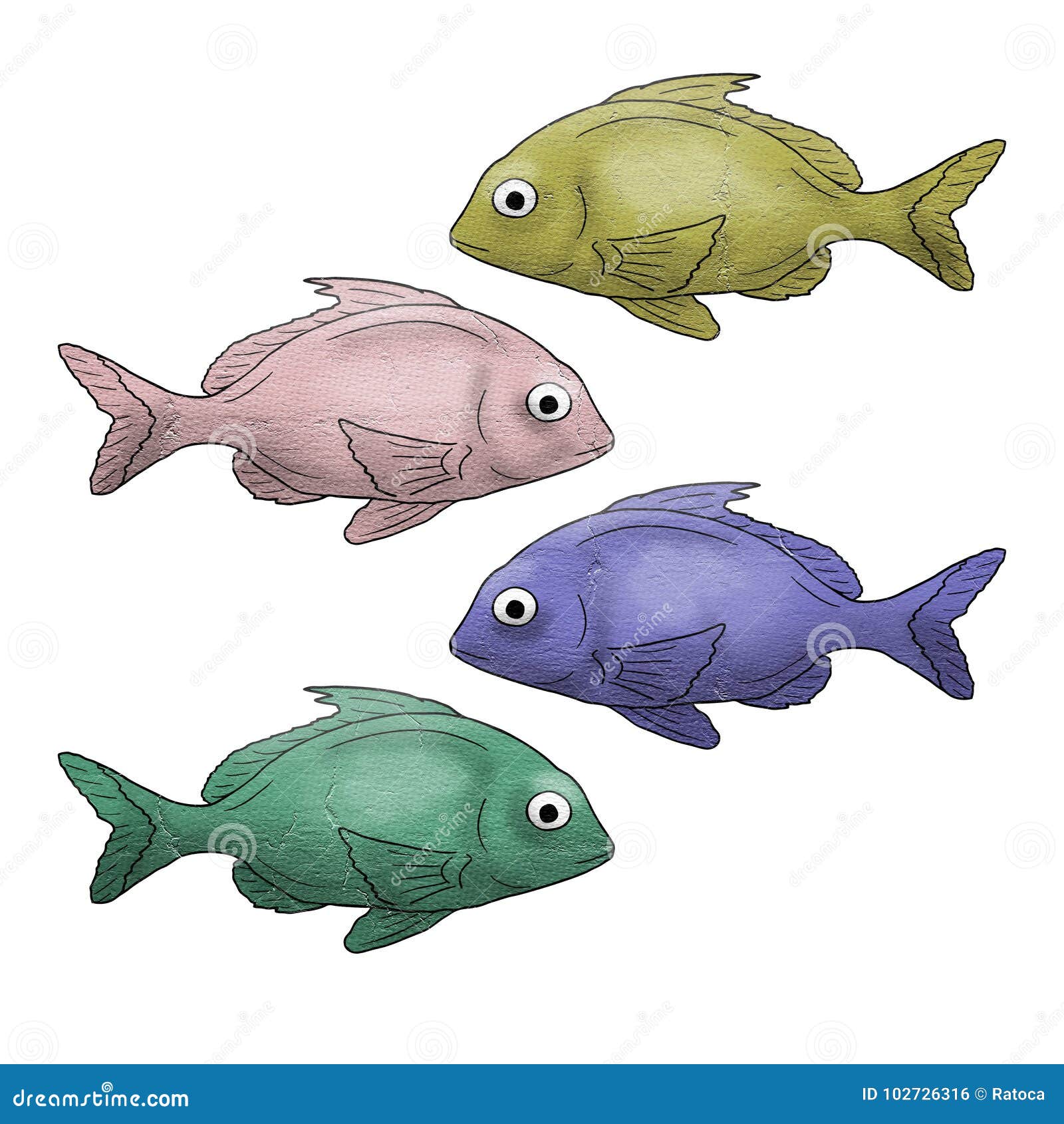 Pescados del color stock de ilustración. Ilustración de etiquetas ...