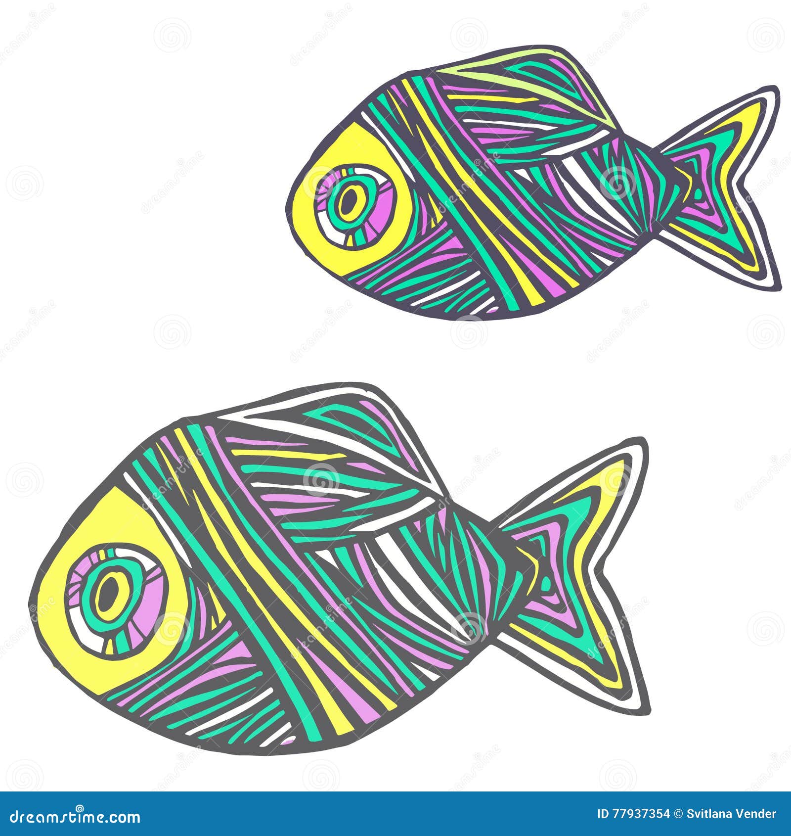 Pescados Rayados Multicolores Ilustración del Vector - Ilustración de ...