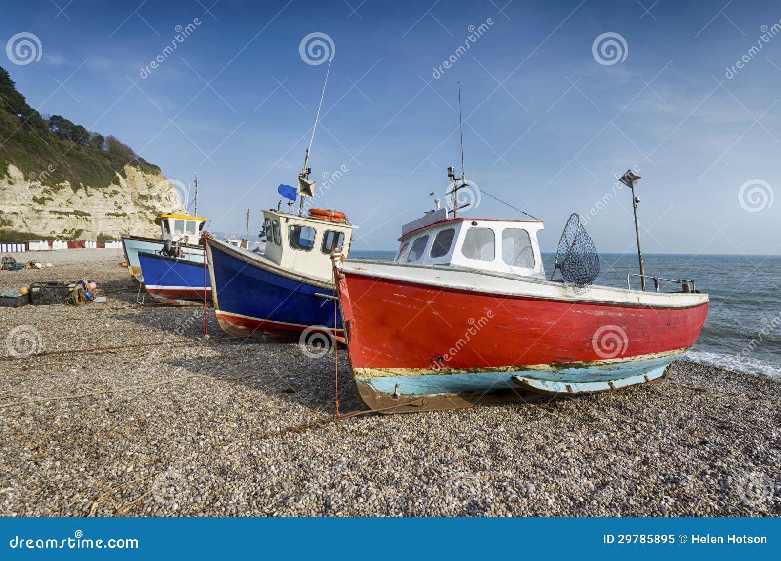 Pescherecci Sulla Spiaggia a Birra in Devon Immagine Stock - Immagine ...