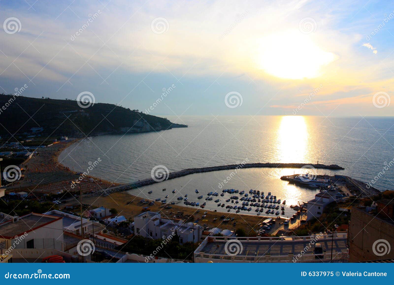 Peschici Harbour at Sunset, Italy Stock Image - Image of vacation ...