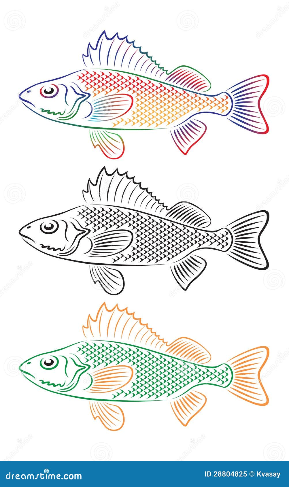 Pesci stilizzati illustrazione vettoriale. Illustrazione di colore ...