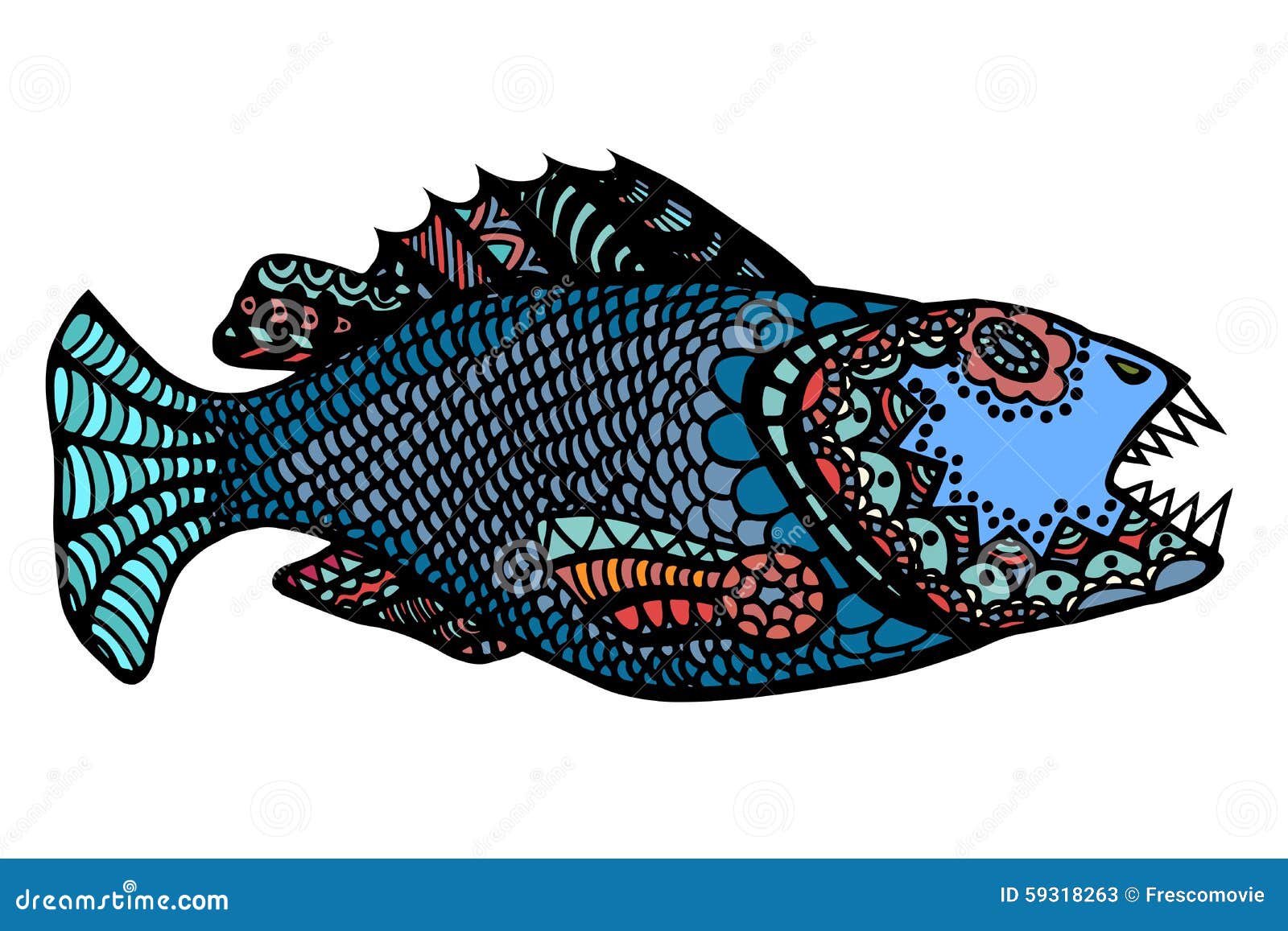 Pesci stilizzati illustrazione vettoriale. Illustrazione di fumetto ...