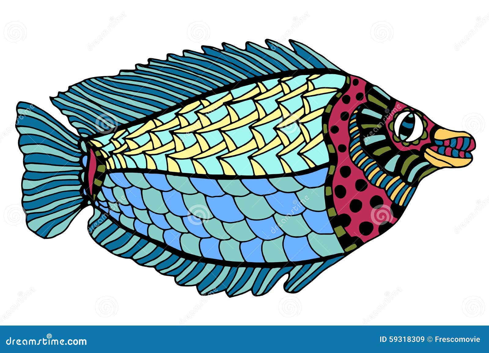 Pesci stilizzati illustrazione vettoriale. Illustrazione di siluetta ...