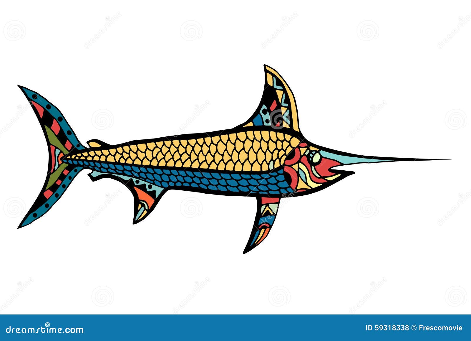 Pesci stilizzati illustrazione vettoriale. Illustrazione di animale ...