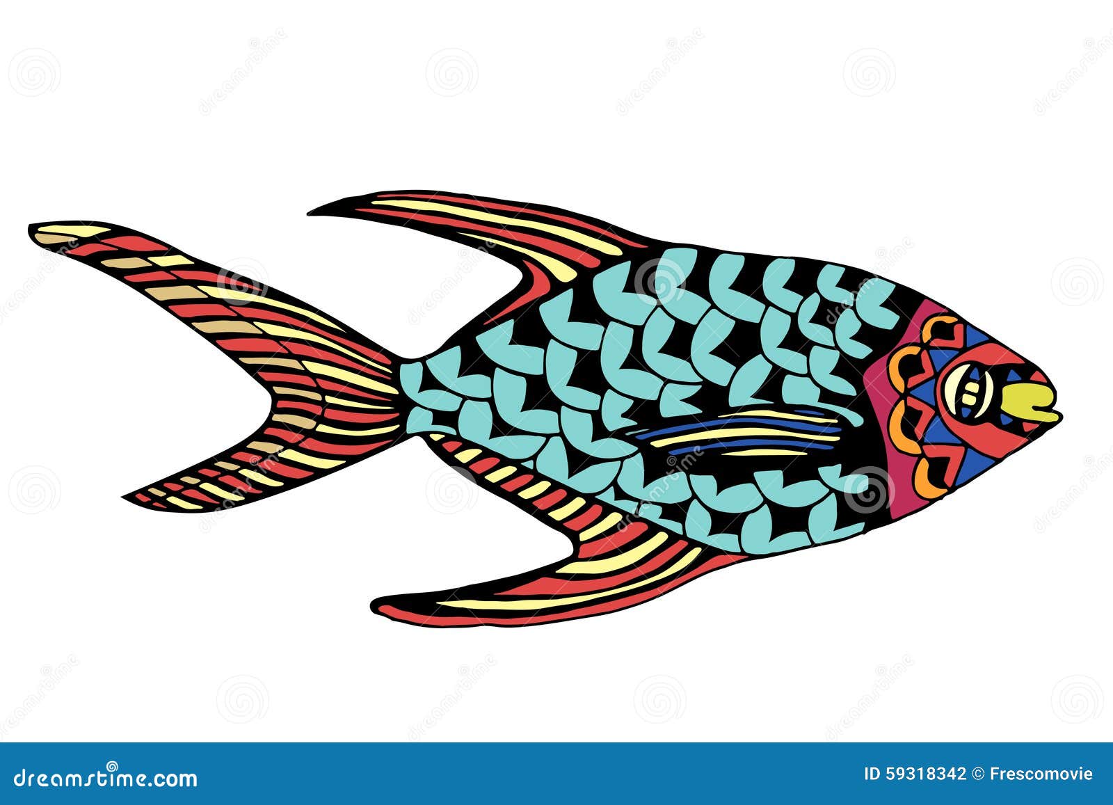 Pesci stilizzati illustrazione vettoriale. Illustrazione di ...