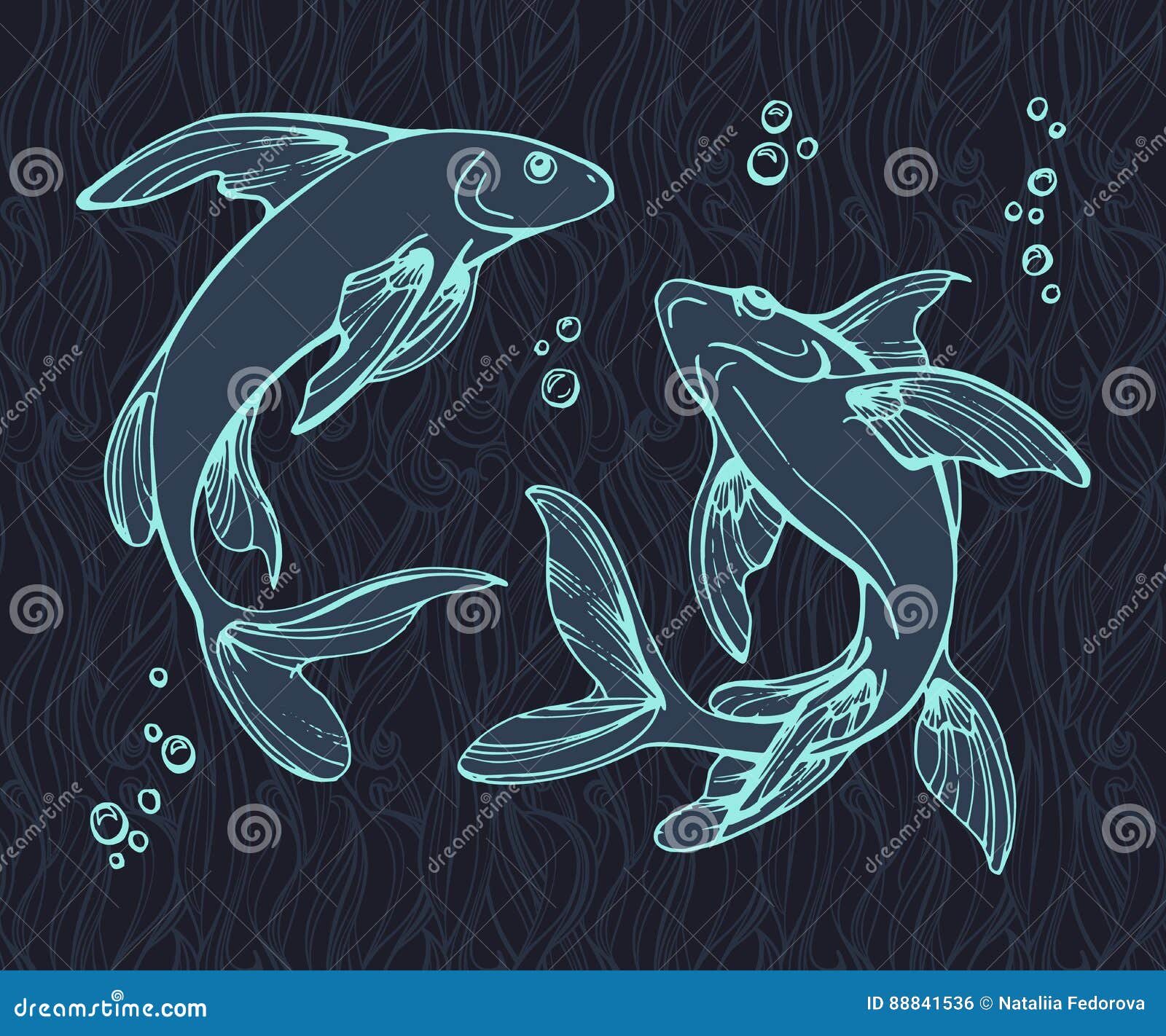 Pesci stilizzati illustrazione vettoriale. Illustrazione di pesci ...