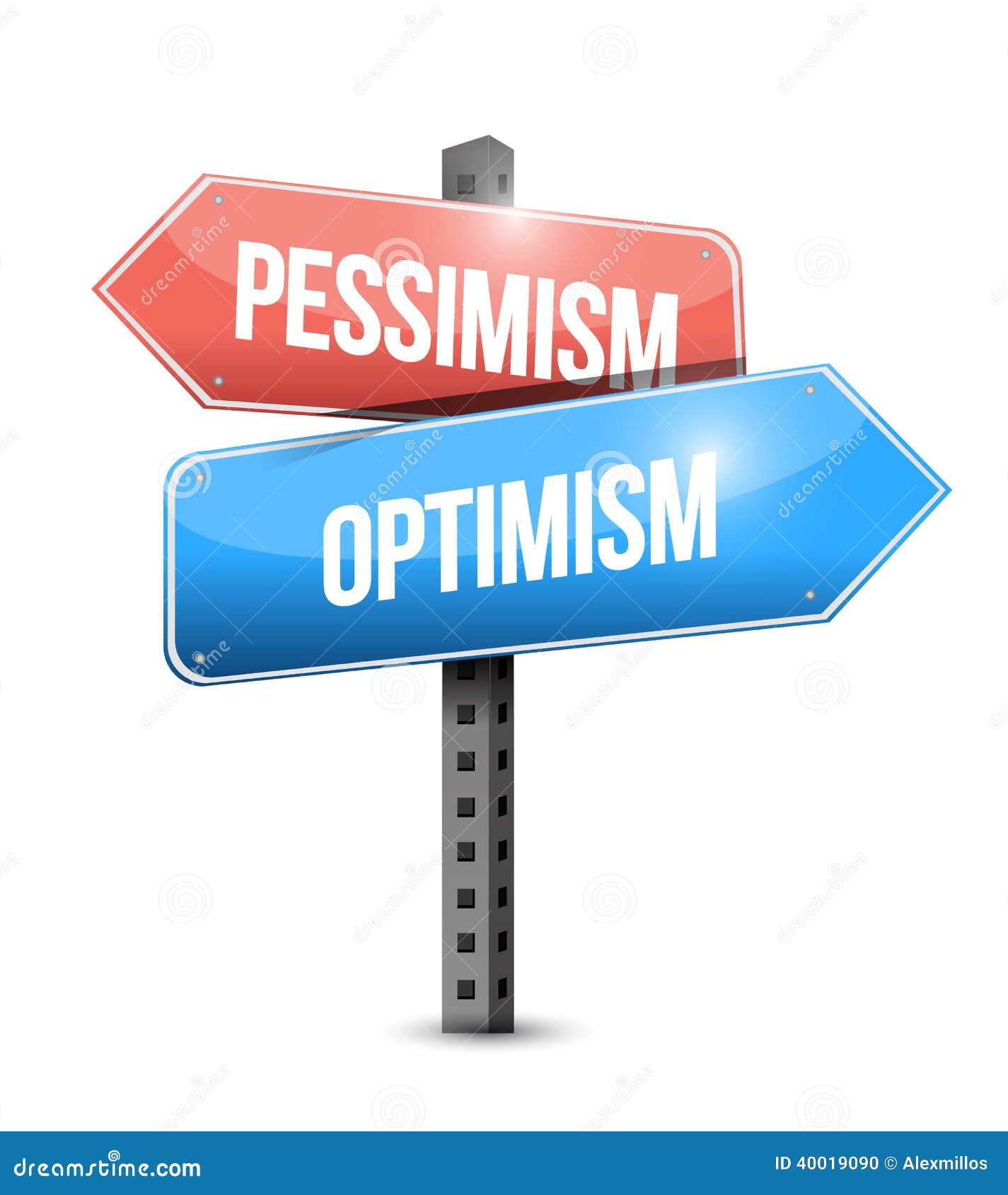 Pessimism And Optimism Road Sign Illustration Stock Illustration ...