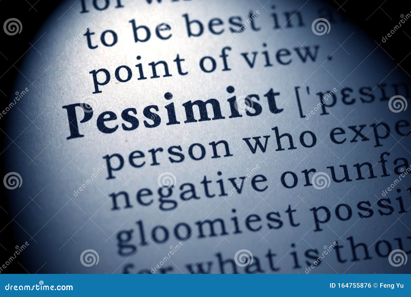 Definition of the Word Pessimist Stock Photo - Image of printing, light ...
