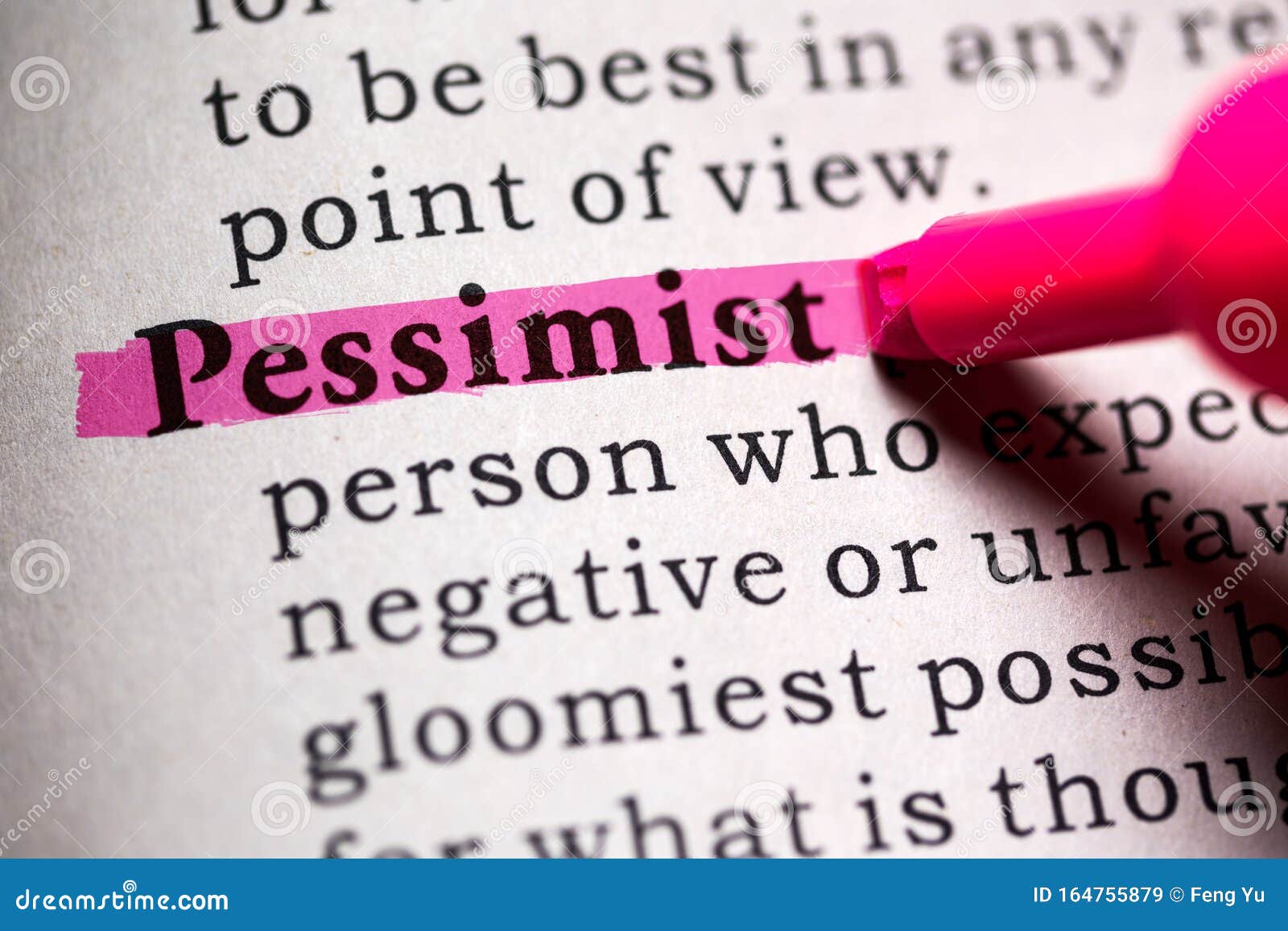 Definition of the Word Pessimist Stock Image - Image of closeup ...