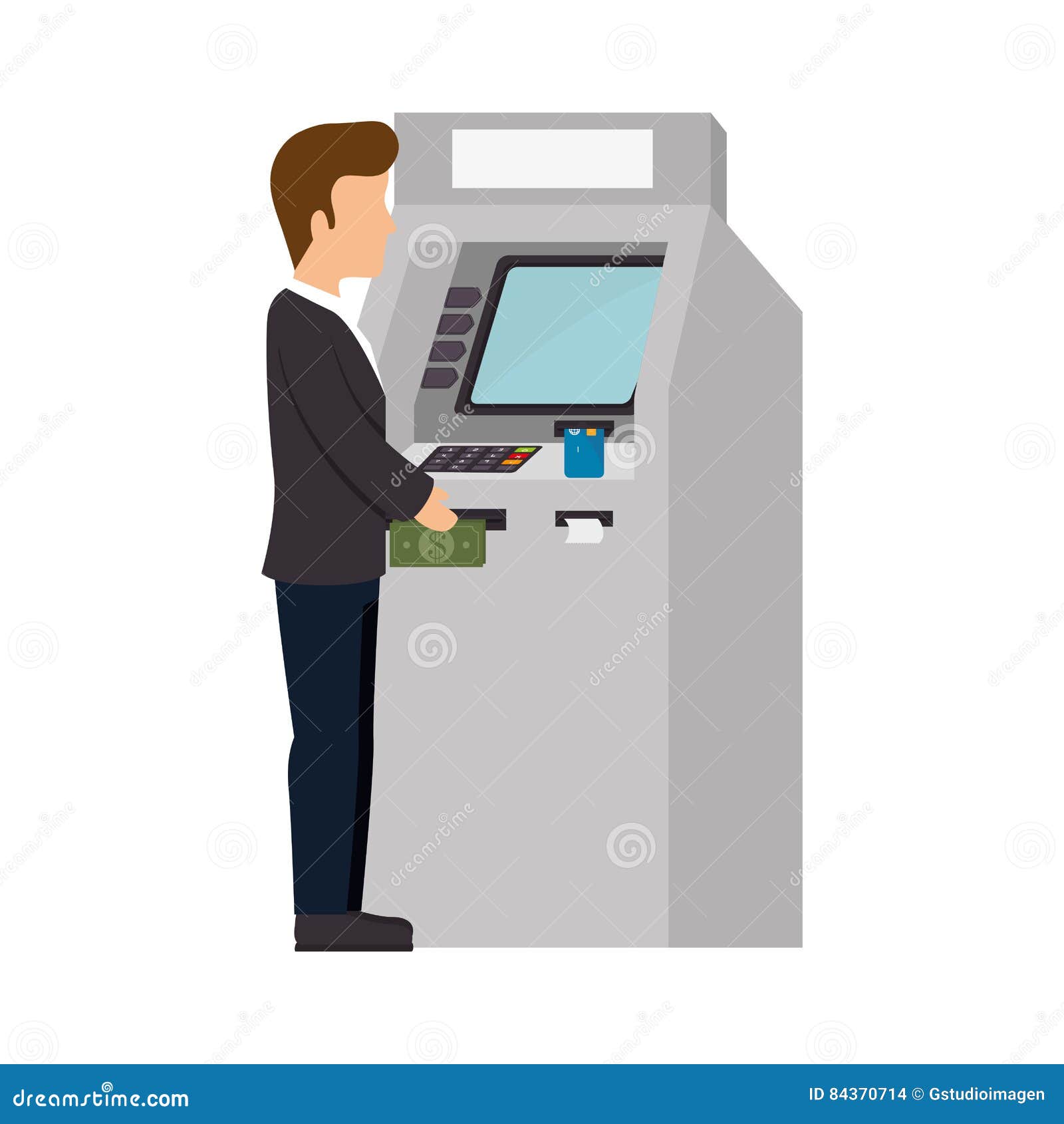 Pessoa no ícone do atm ilustração stock. Ilustração de cliente - 84370714