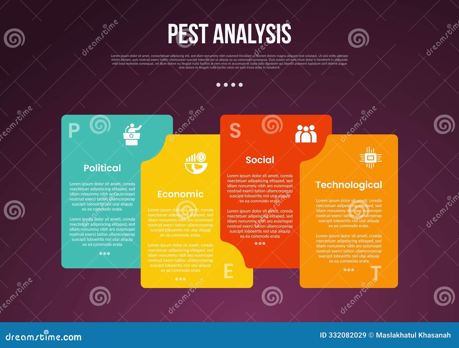 PEST Analysis Schema Infographic Diagram Concept Template On Dark ...