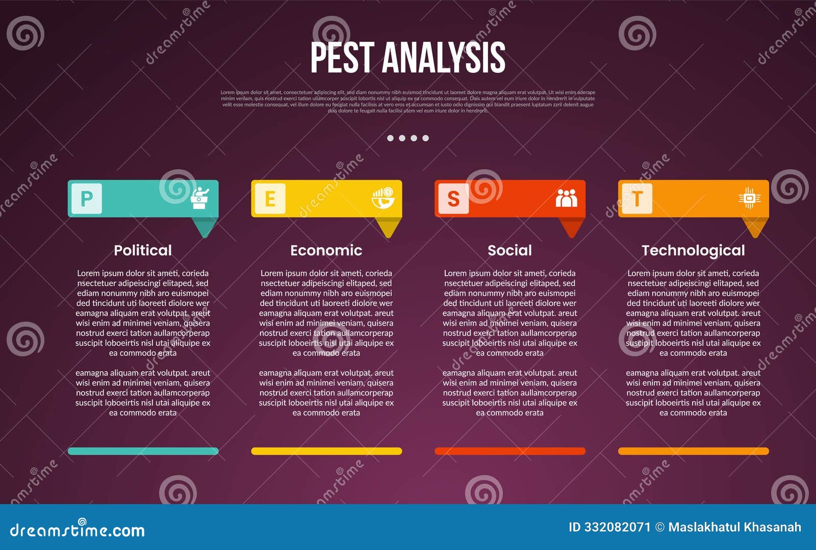 PEST Analysis Infographic Template with Dark Gradient Background Style ...