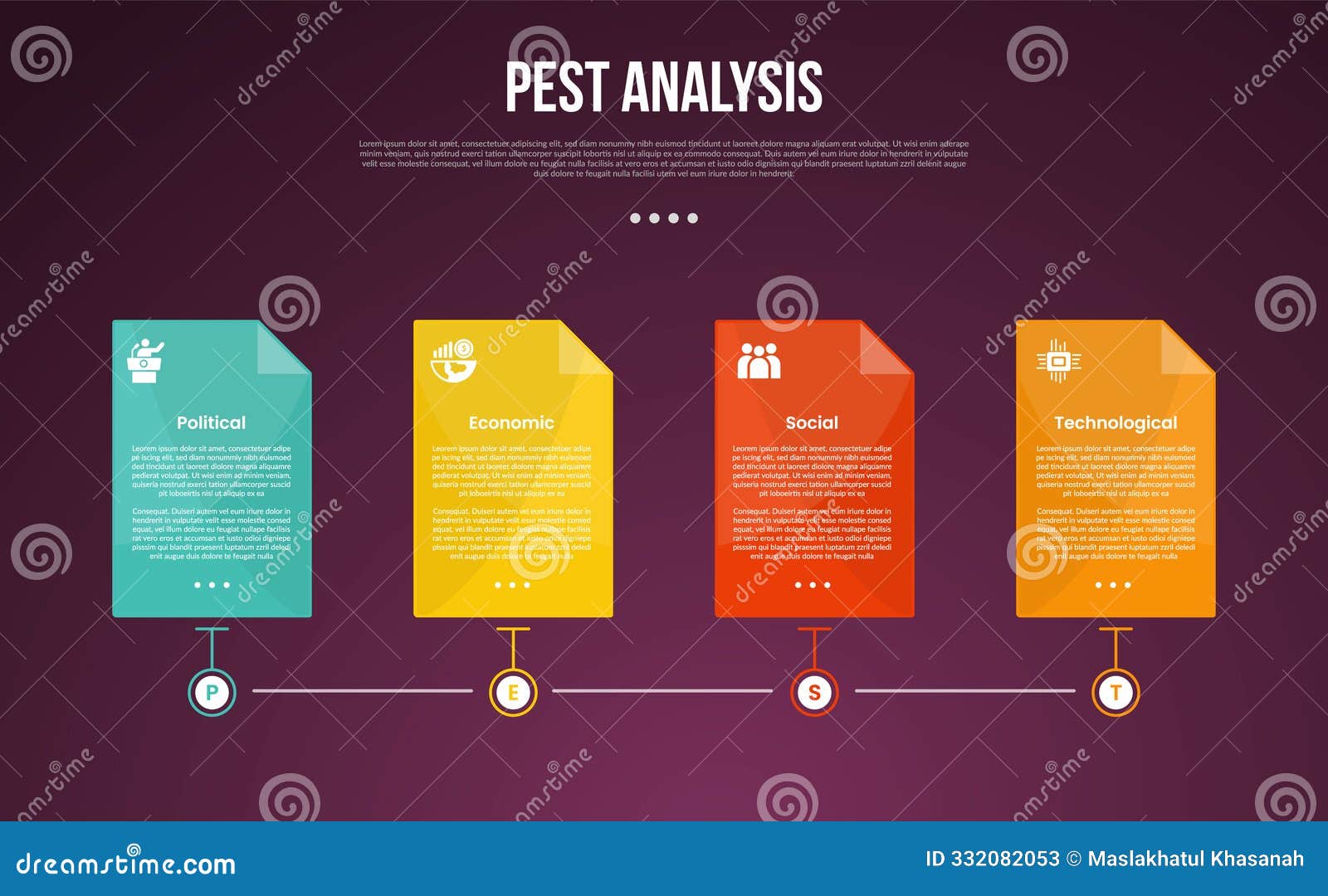 PEST Analysis Infographic Template with Dark Gradient Background Style ...
