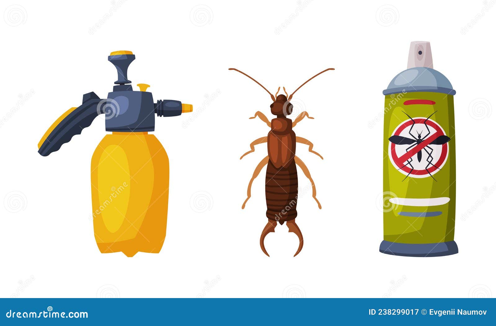 Pest Control with Chemical in Bottle and Bug Vector Set Stock Vector ...