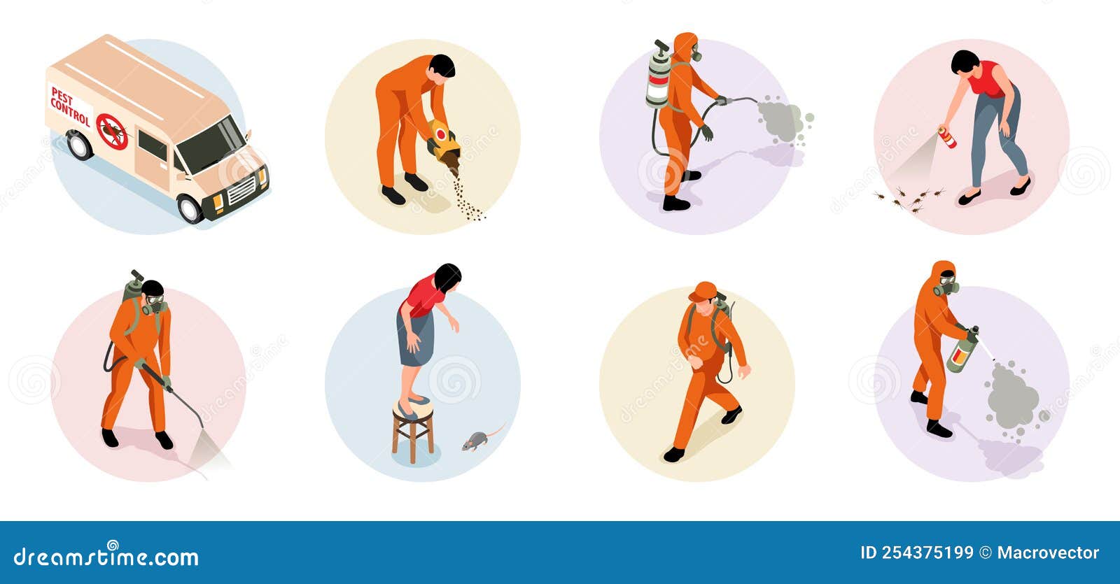 Pest Control Compositions Set Stock Vector - Illustration of hygiene ...