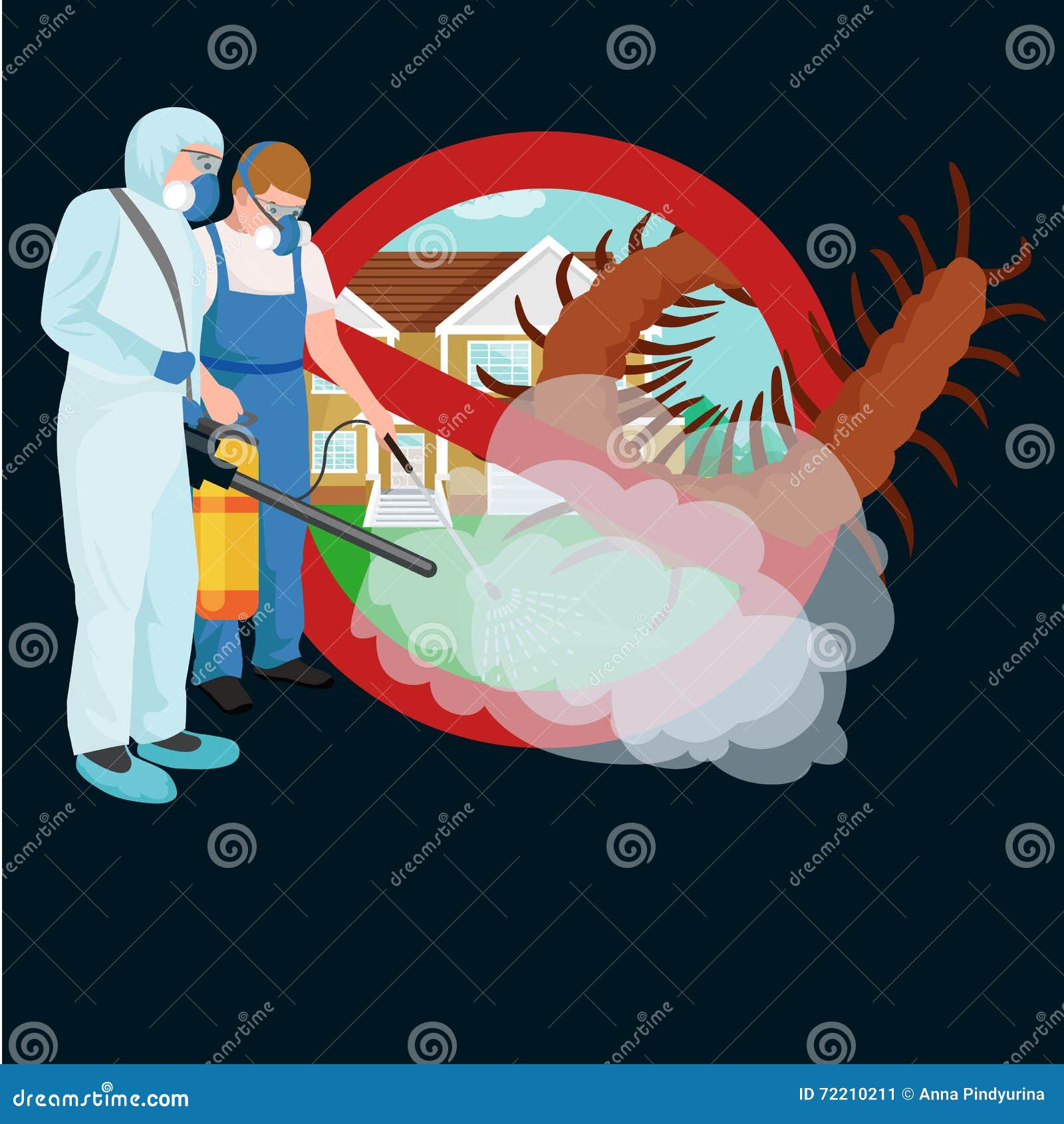 Pest Control Concept with Insects Exterminator Silhouette Flat Vector ...