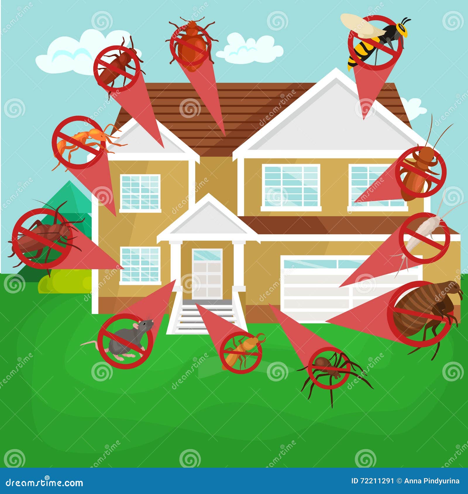 Pest Control Concept with Insects Exterminator Silhouette Flat Vector ...