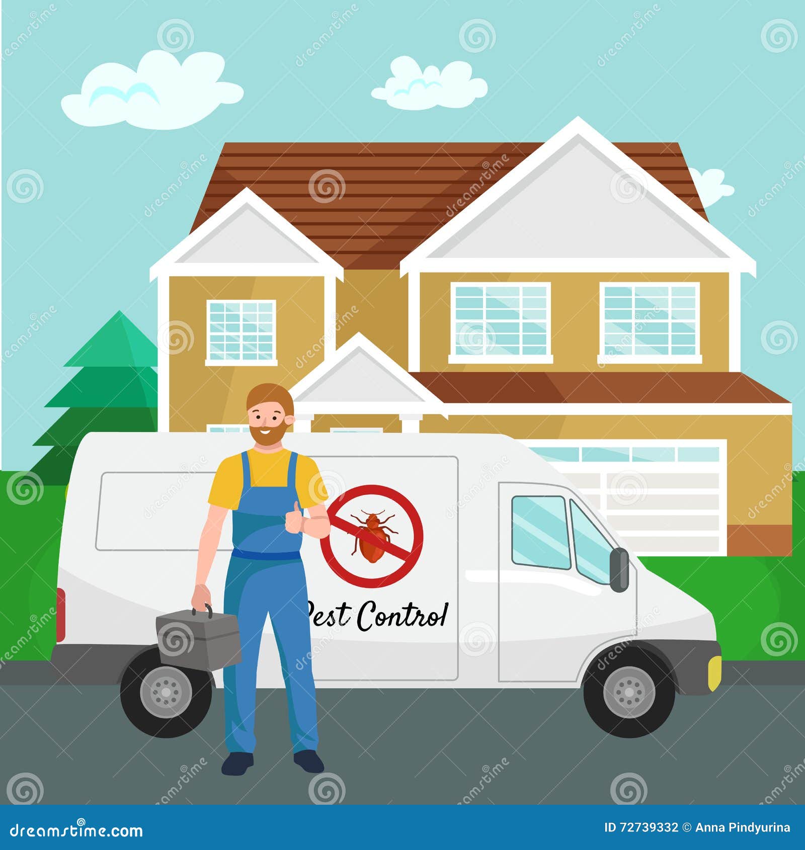 Pest Control Concept with Insects Exterminator Silhouette Flat Vector ...