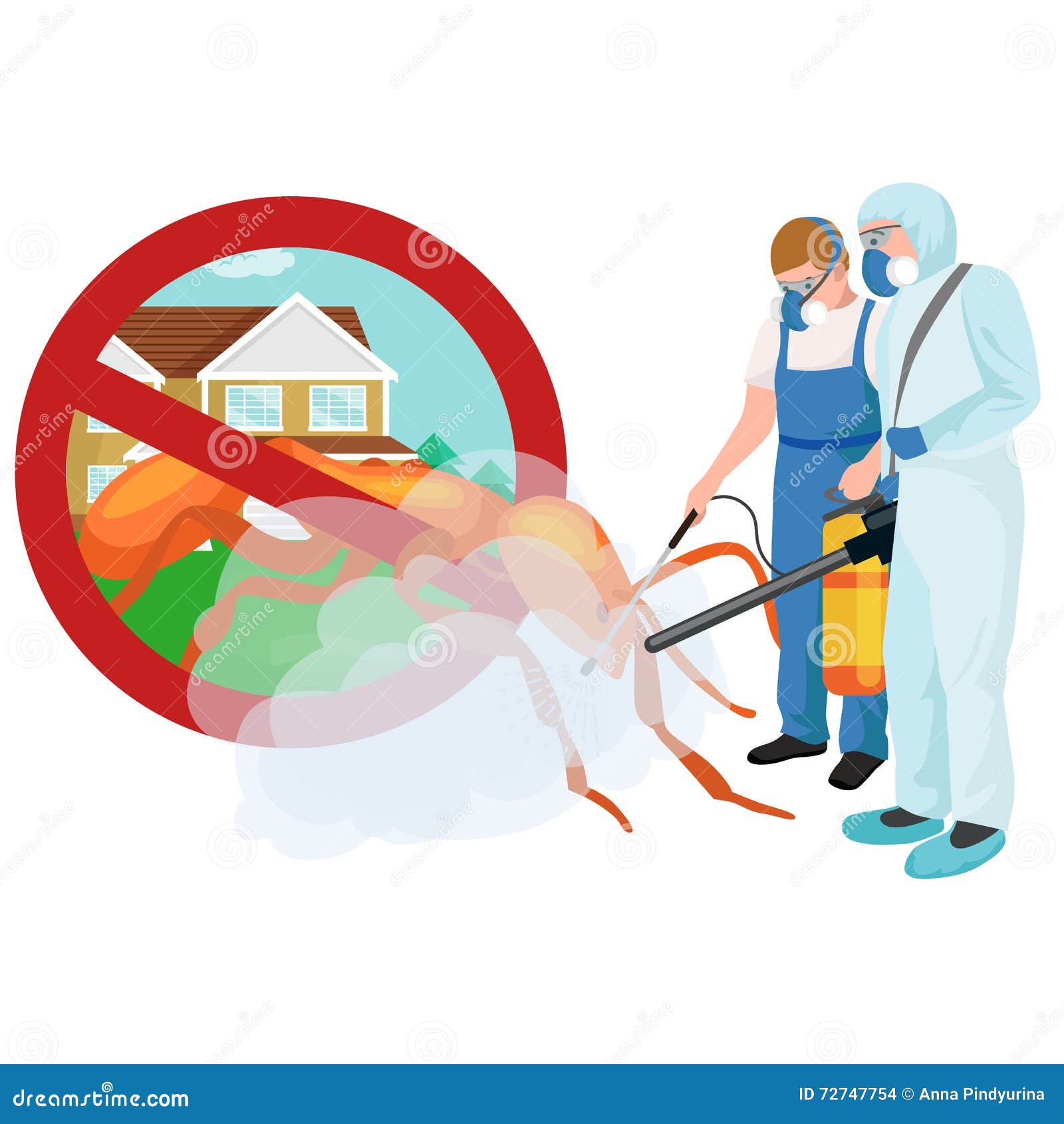 Pest Control Concept with Insects Exterminator Silhouette Flat Vector ...