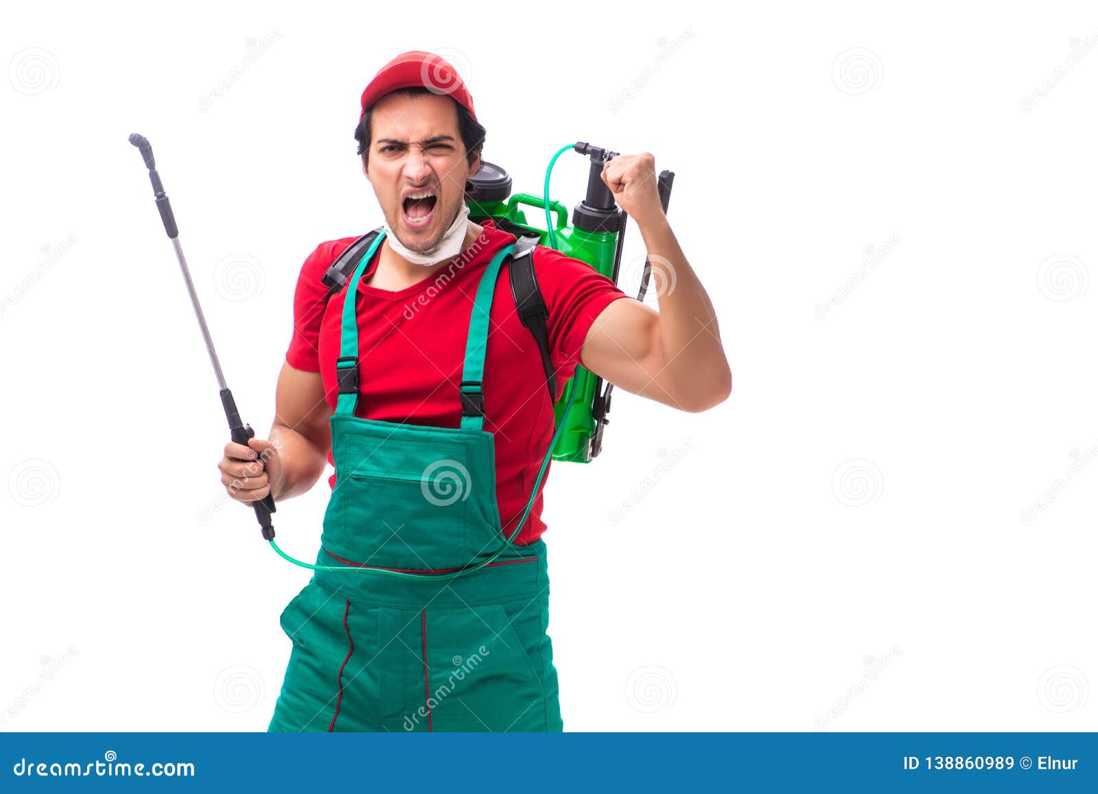 The Pest Control Contractor Isolated on White Background Stock Image ...
