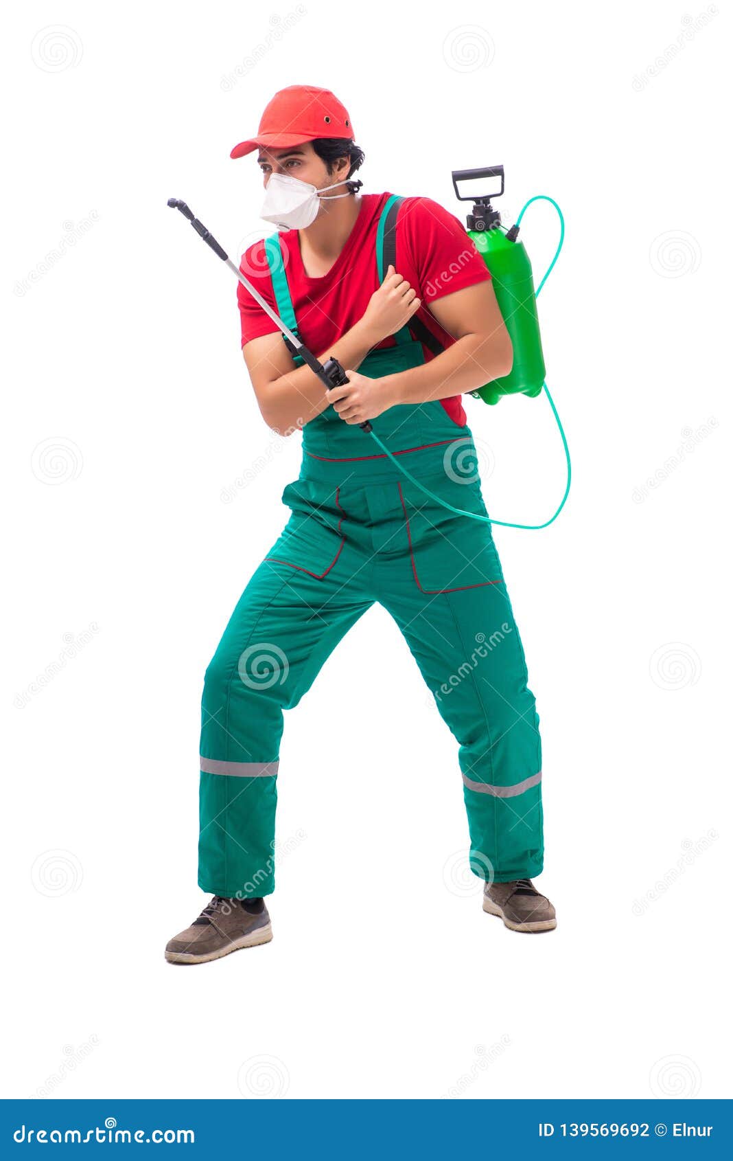 The Pest Control Contractor Isolated on White Background Stock Photo ...