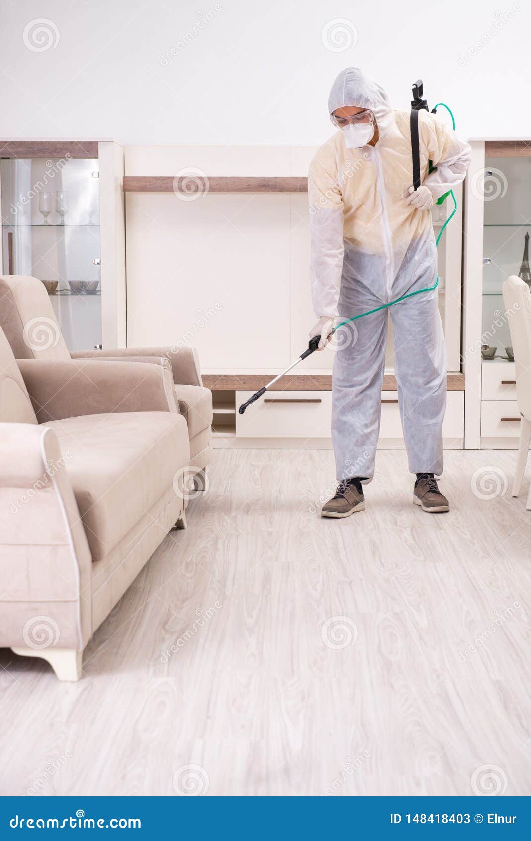 The Pest Control Contractor Working in the Flat Stock Image - Image of ...