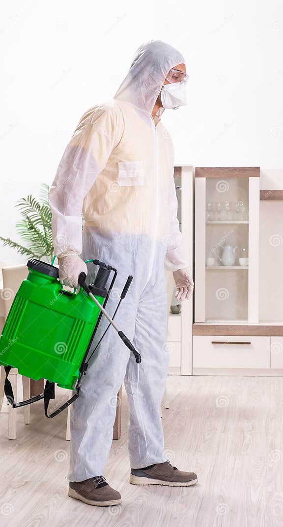 Pest Control Contractor Working in the Flat Stock Photo - Image of ...