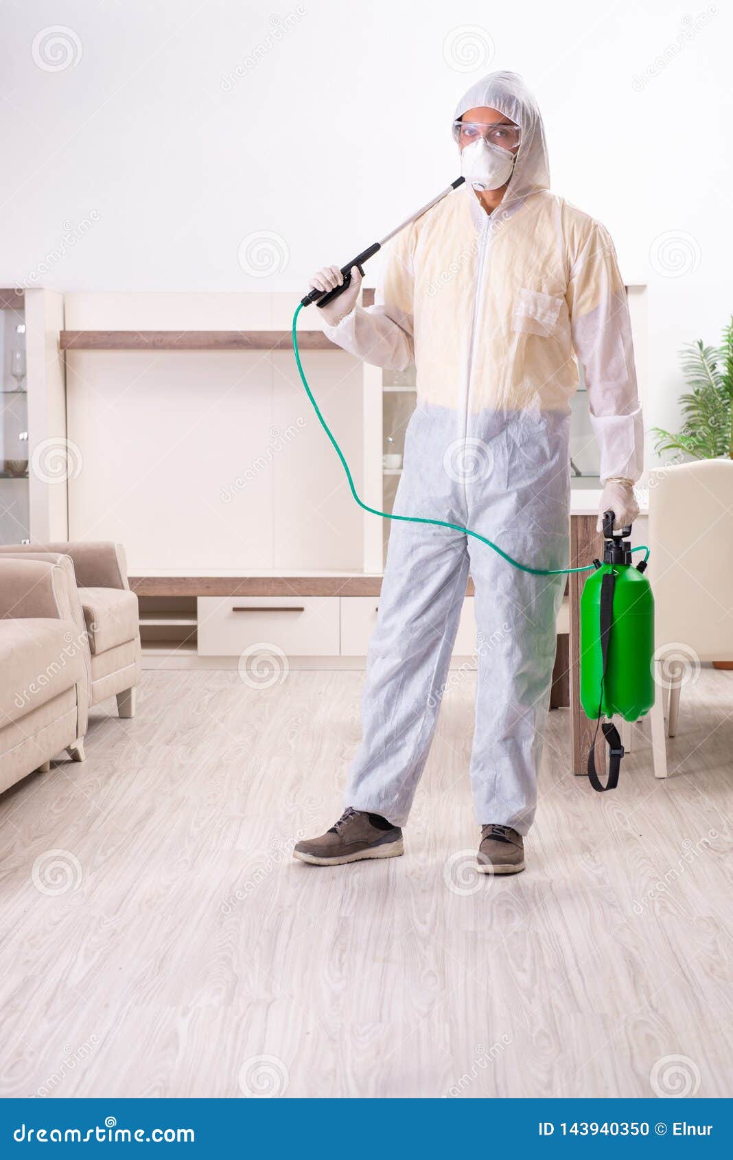 The Pest Control Contractor Working in the Flat Stock Photo - Image of ...