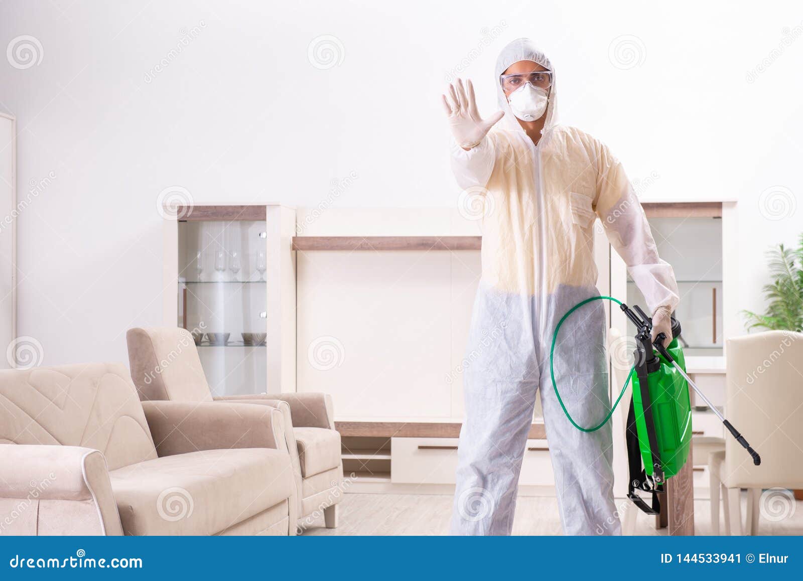 The Pest Control Contractor Working in the Flat Stock Image - Image of ...