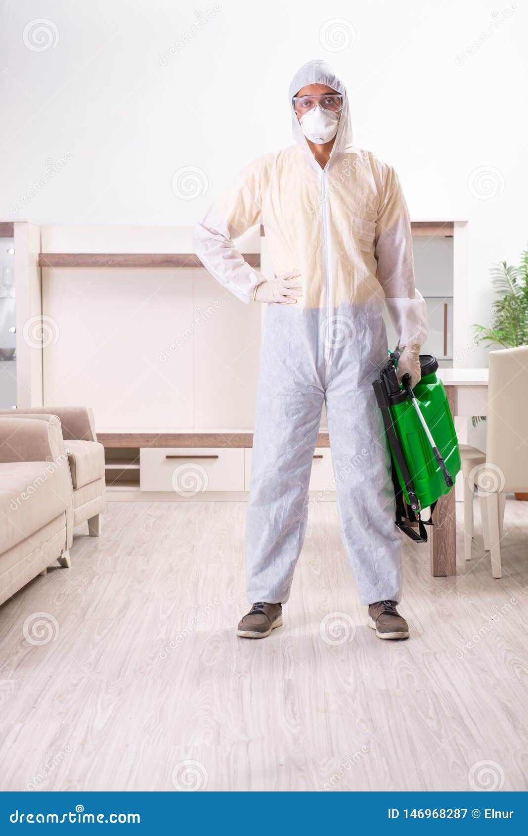 The Pest Control Contractor Working in the Flat Stock Image - Image of ...