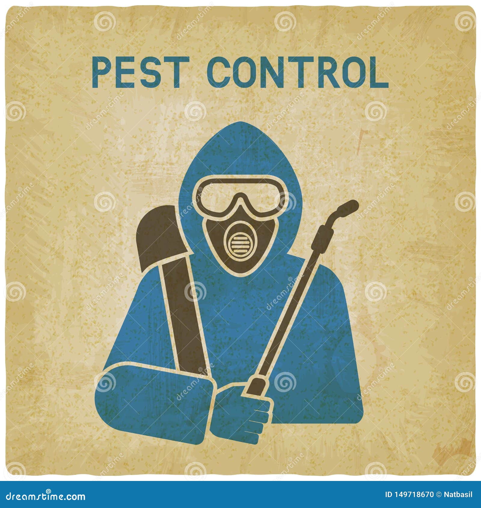 Pest Control Exterminator in Protective Suit Vintage Background Stock ...