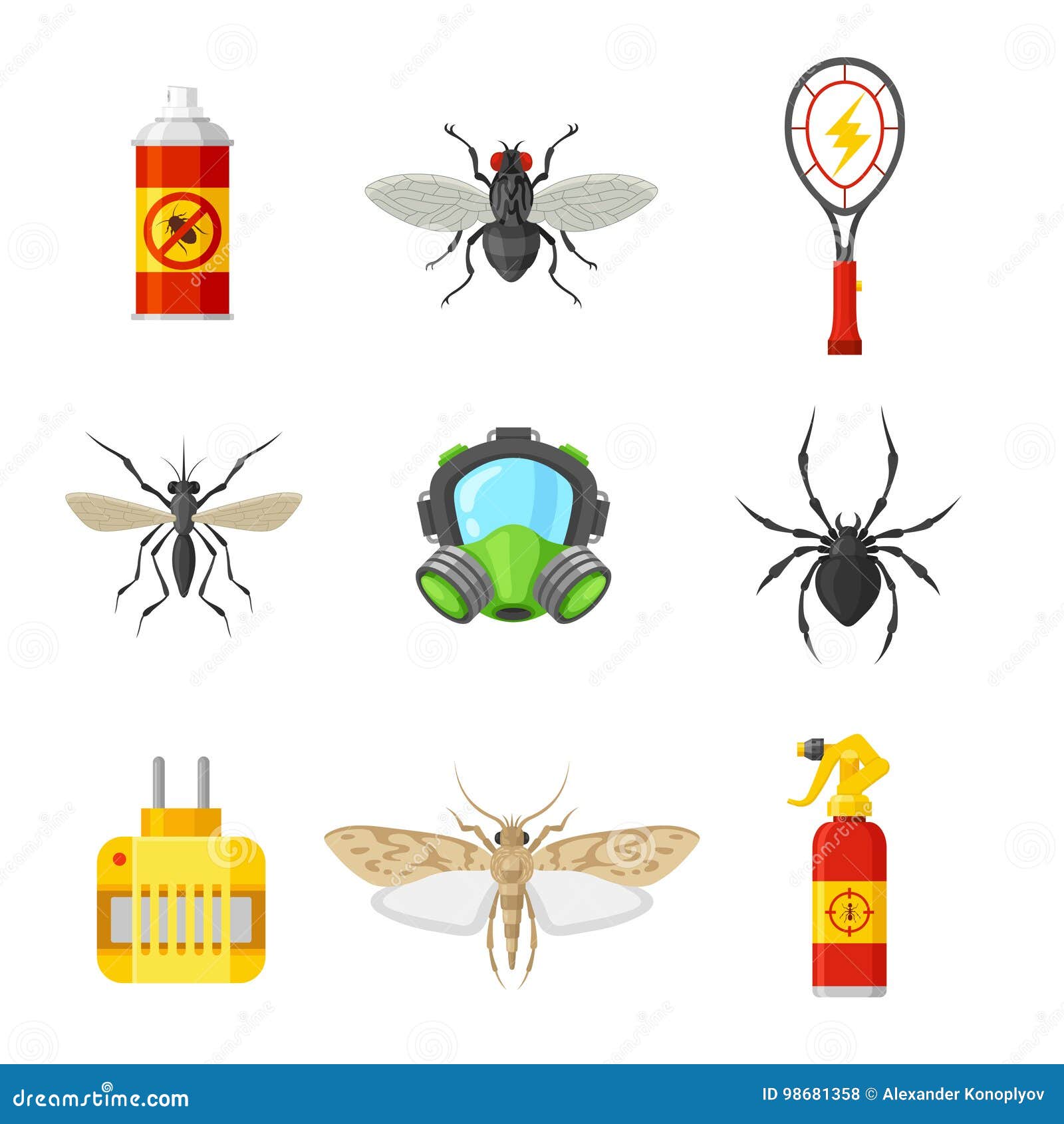 Pest control flat icon set stock vector. Illustration of kill - 98681358