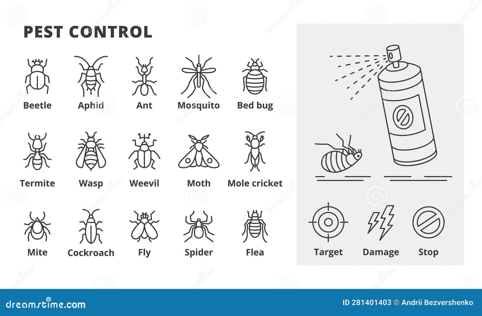 Pest Control Line Icons. Pests Vector Illustrations Stock Vector ...