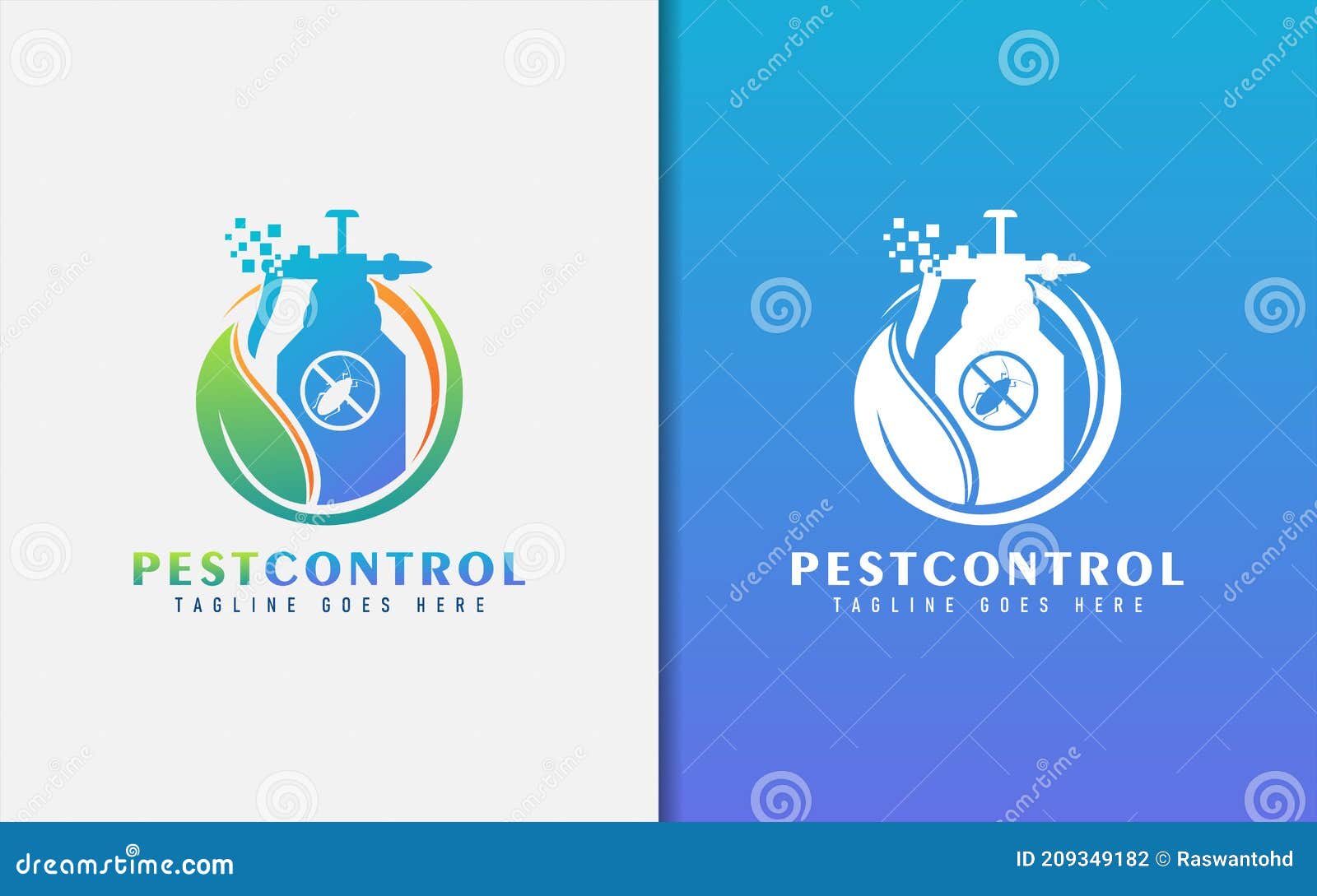 Pest Control Logo Design. Abstract Green Leaf Combine with Pest Spray ...