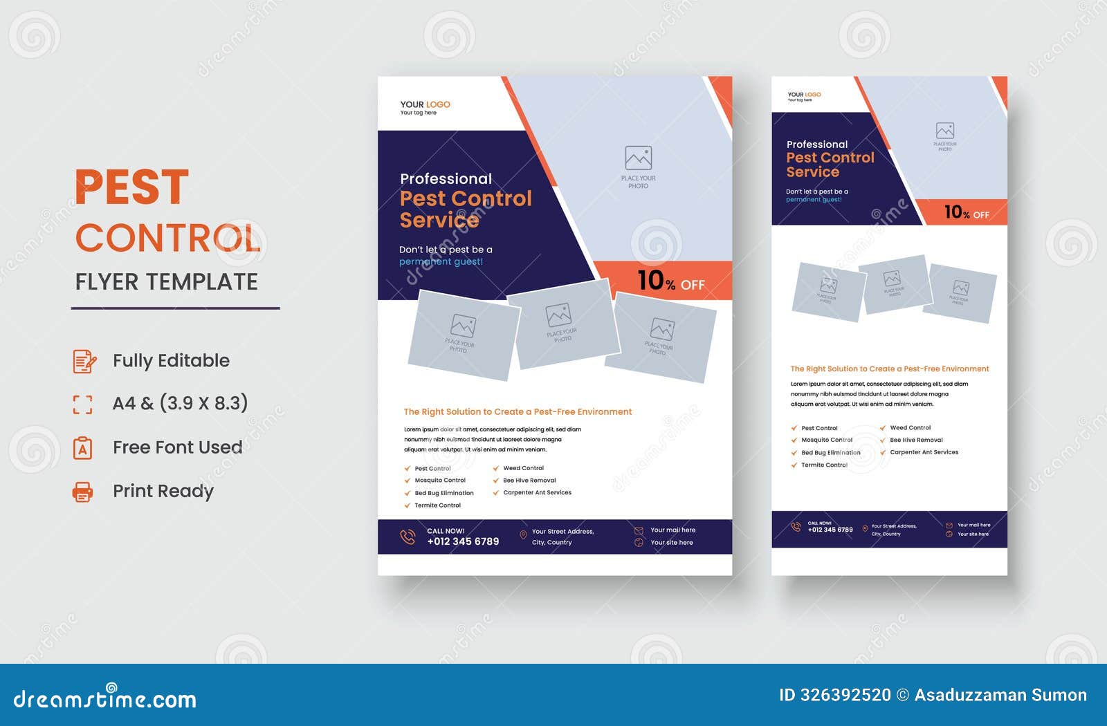 Pest Control Service Flyer Template, Professional Pest Control Services ...