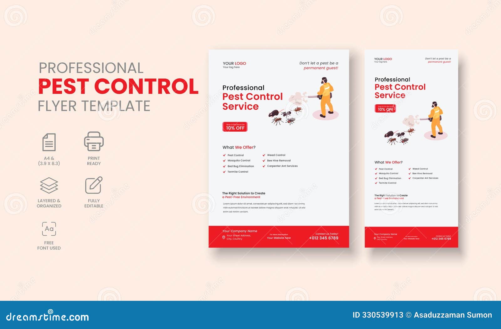Pest Control Service Flyer Template, Professional Pest Control Services ...