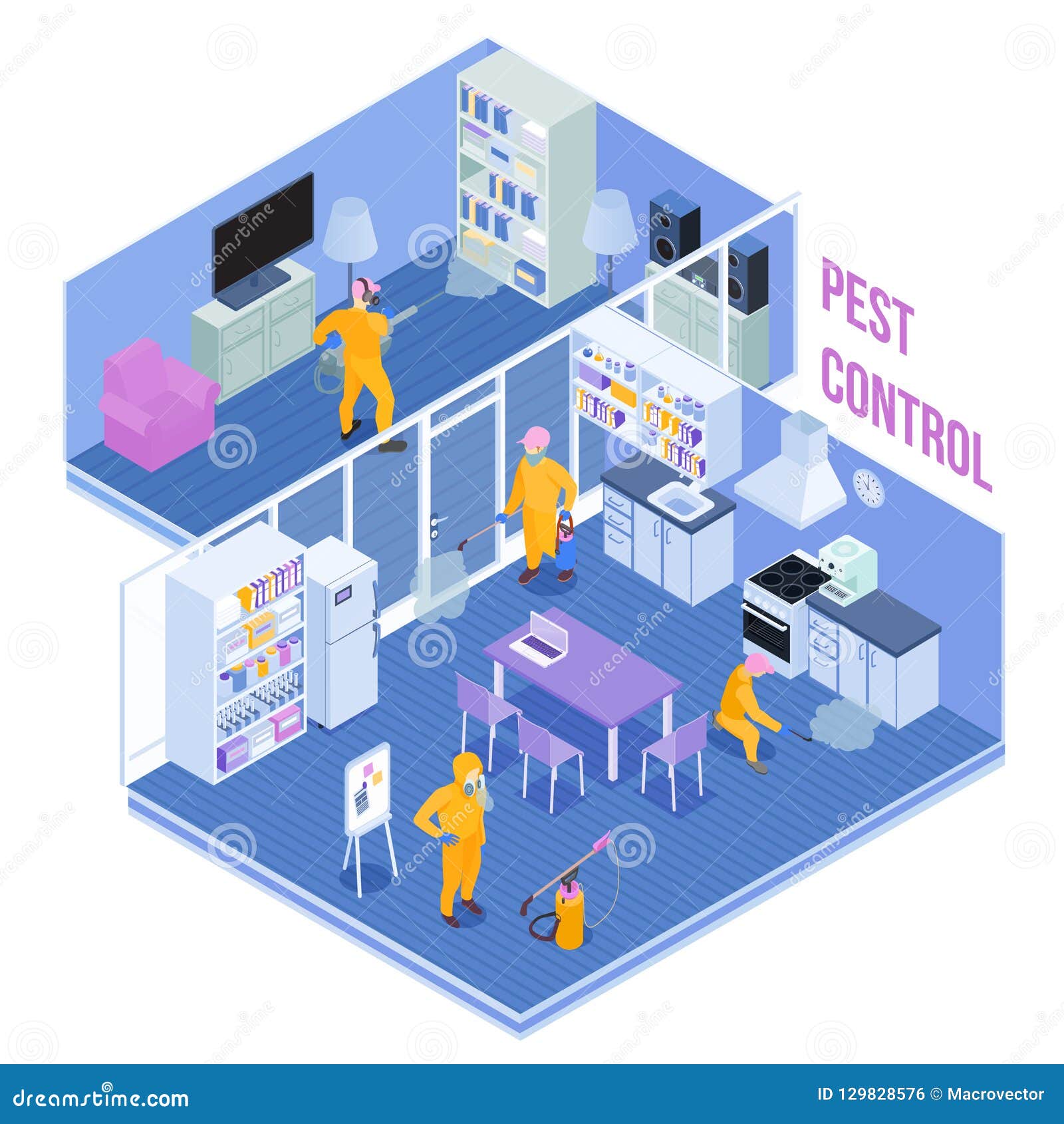 Pest Control Service Isometric Illustration Stock Vector - Illustration ...