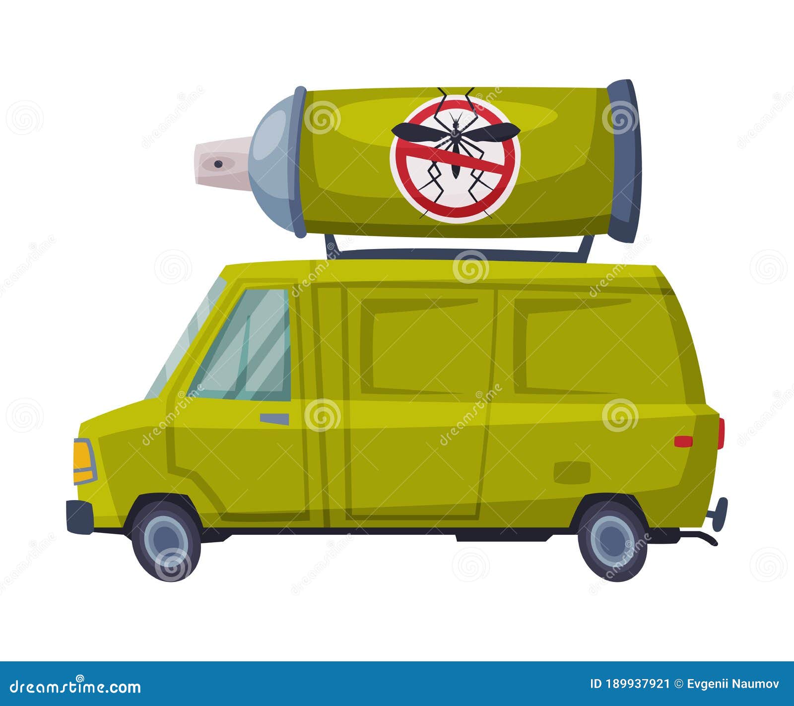 Pest Control Service Van, Exterminator Green Car Vector Illustration on ...