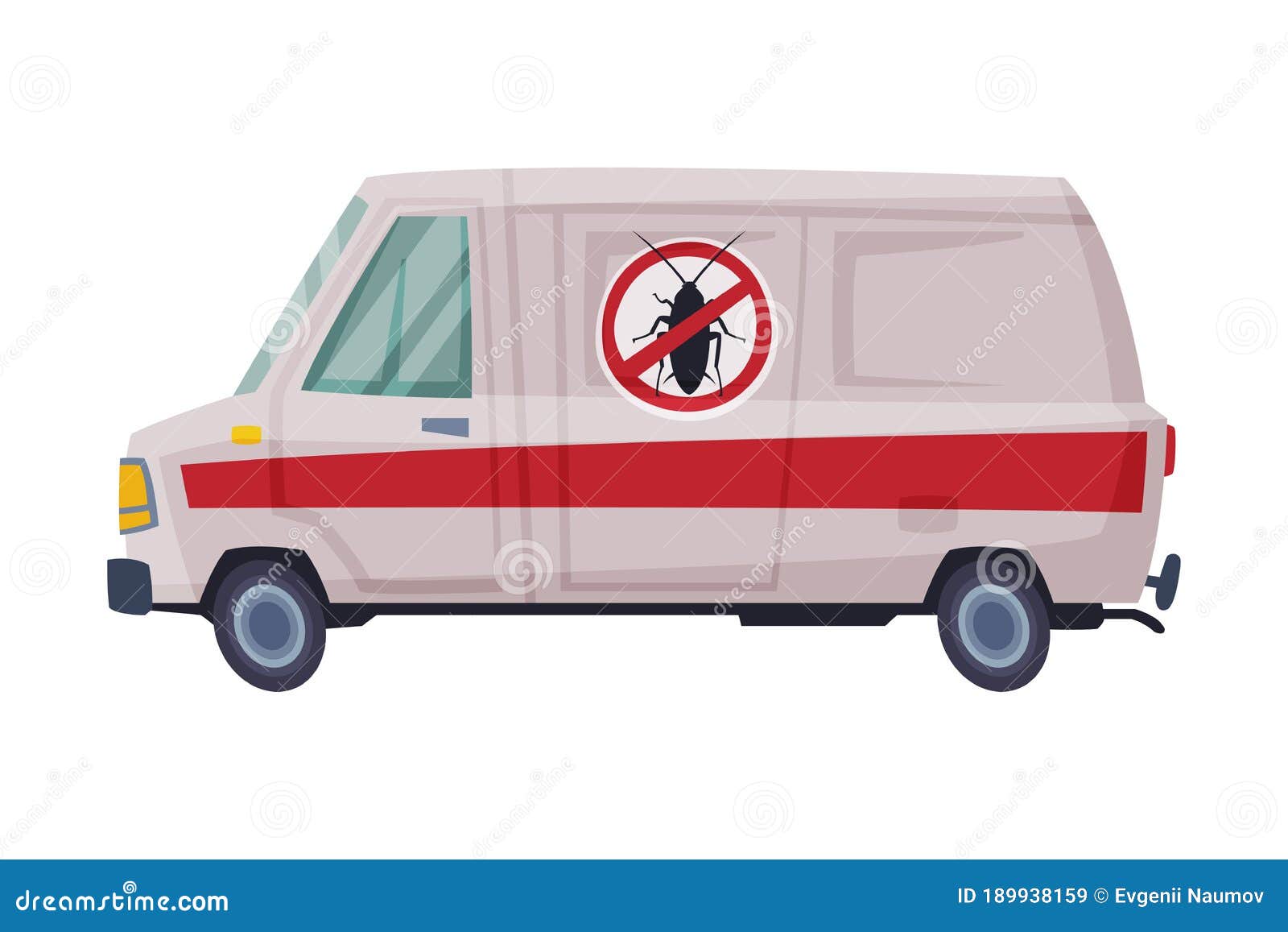 Pest Control Service Van, Exterminator Mini Bus Vector Illustration on ...