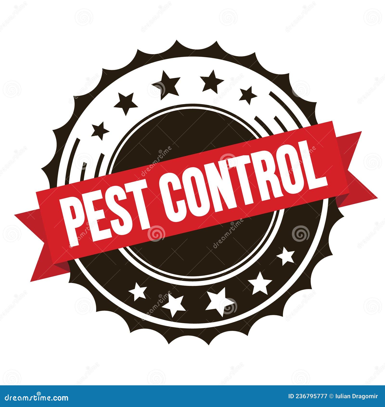 PEST CONTROL Text on Red Brown Ribbon Stamp Stock Illustration ...