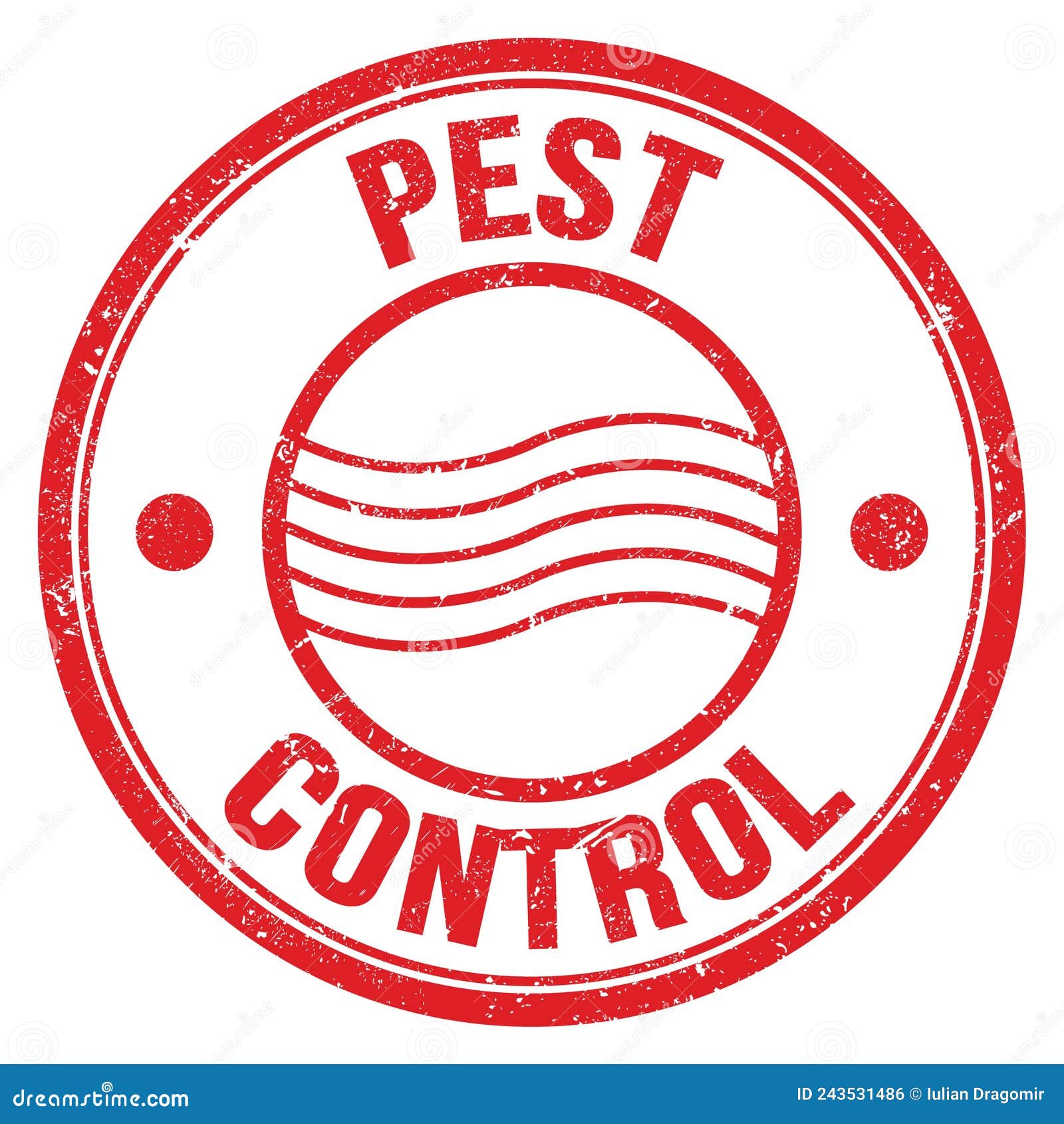 PEST CONTROL Text on Red Round Postal Stamp Sign Stock Illustration ...