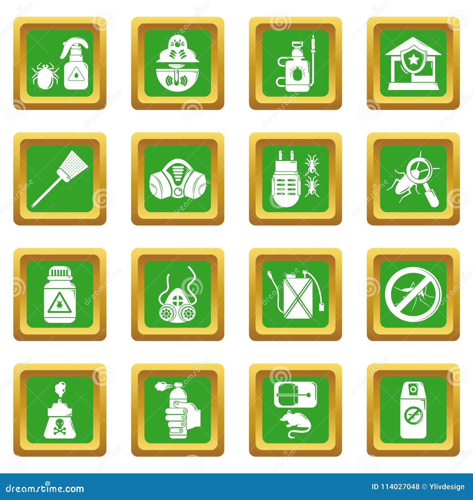 Pest Control Tools Icons Set Green Square Vector Stock Vector ...