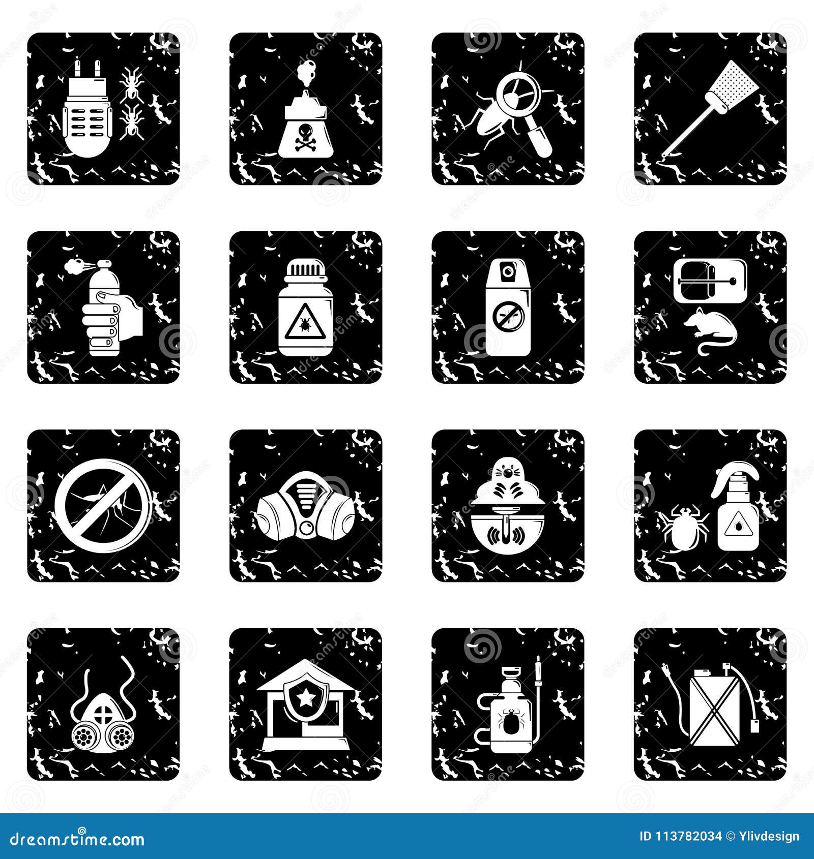 Pest Control Tools Icons Set Grunge Vector Stock Vector - Illustration ...