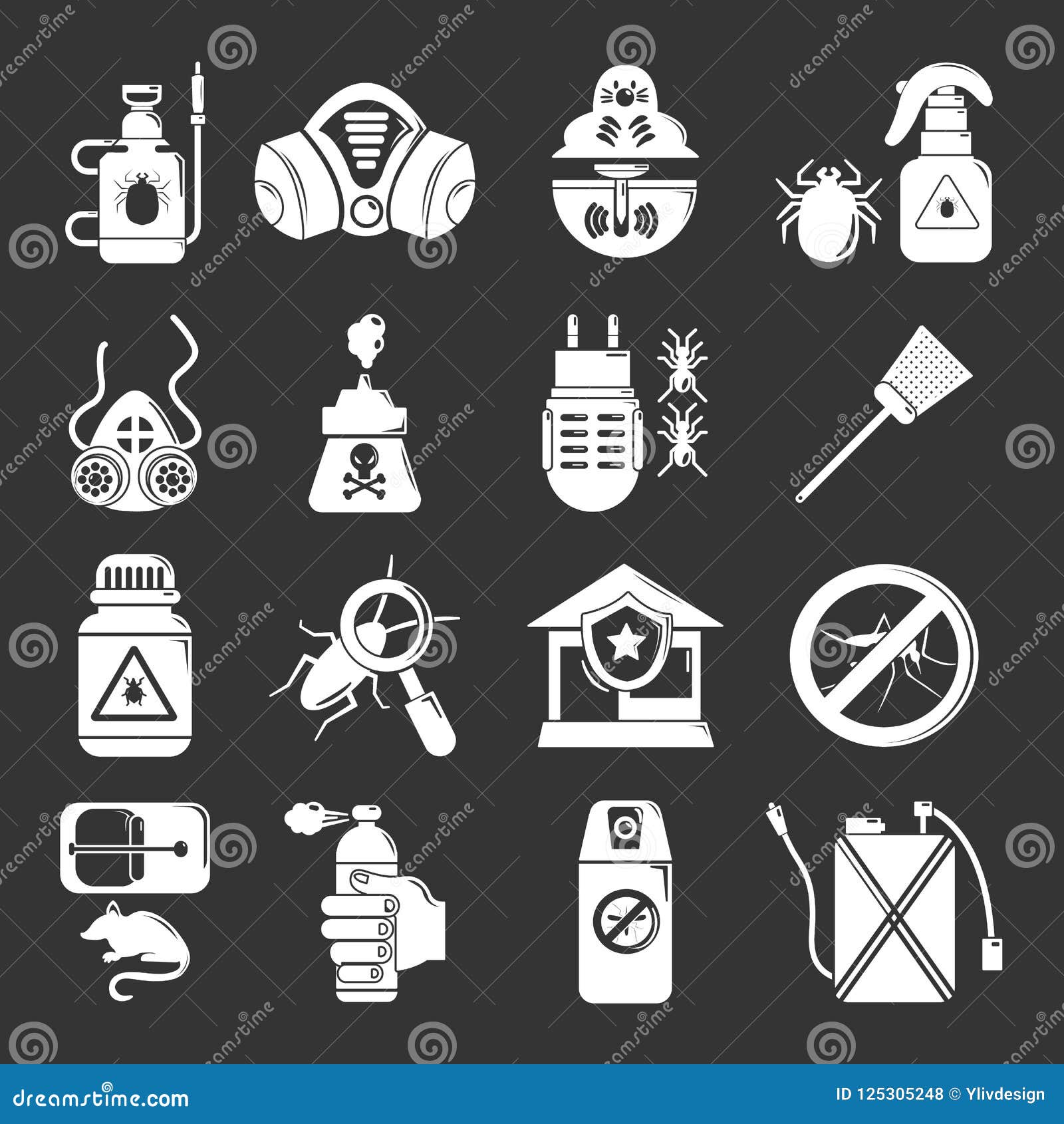 Pest Control Tools Icons Set Grey Stock Illustration - Illustration of ...