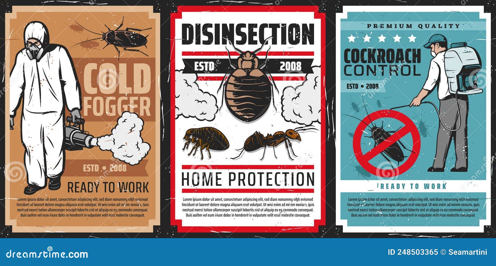 Pest Control Vector Posters, Cockroach Control Stock Illustration ...