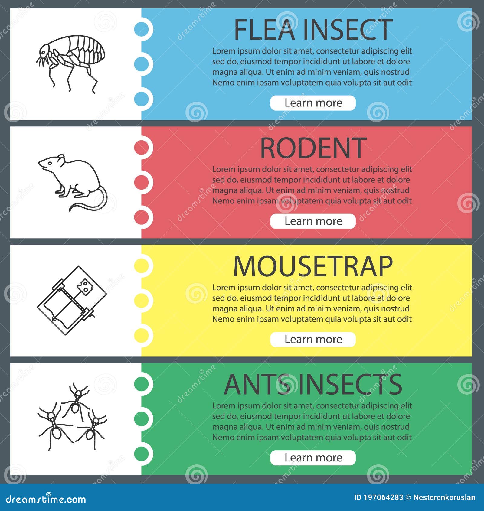 Pest Control Web Banner Templates Set Stock Vector - Illustration of ...